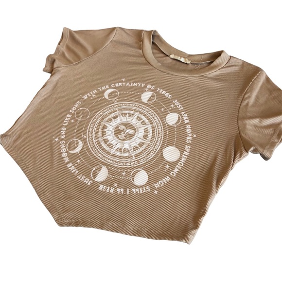 Moonchild | Tops | Cream Sun And Moon Crop Top | Poshmark